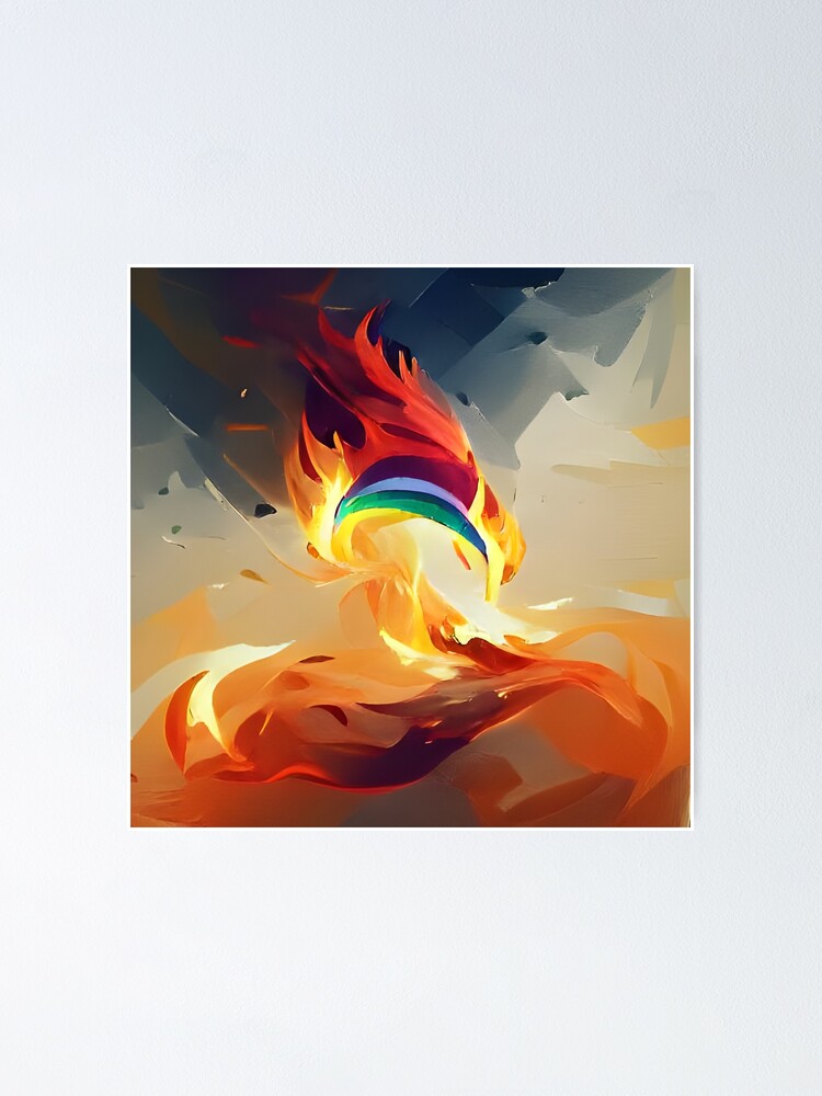 "AI Generated Art, Rainbow Fire " Poster by GeminiSq | Redbubble