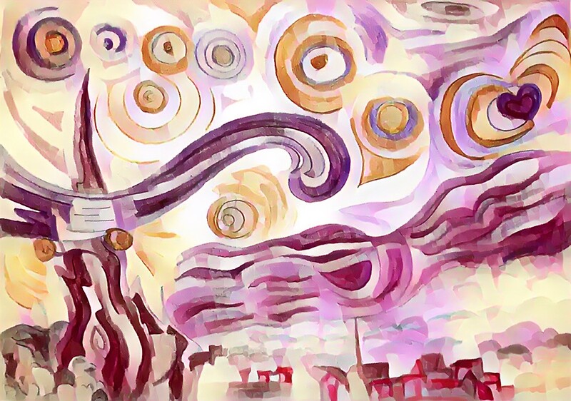 "Van Gogh: Starry Night Pink-Brown Edition" by ColorsByVero | Redbubble