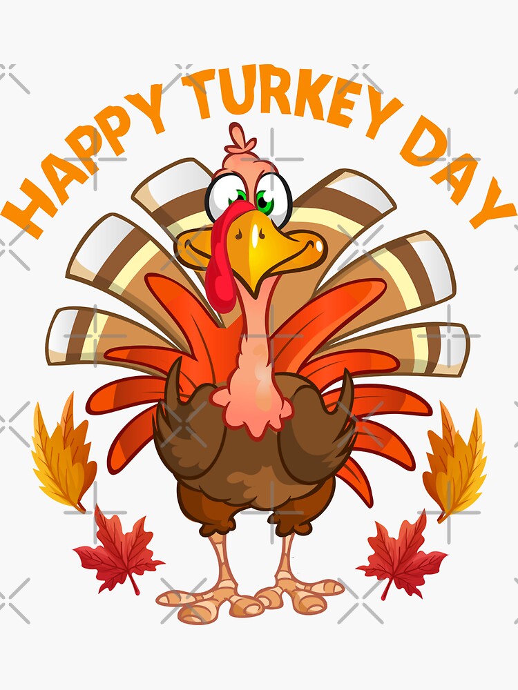 Pegatina «Feliz día del pavo Acción de gracias divertida Otoño ...