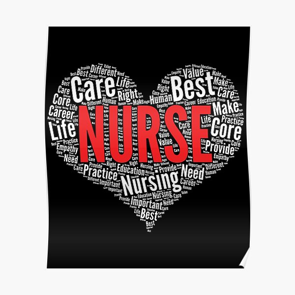 "Nurse Heart Shape Word Cloud RN Nursing product" Poster for Sale by ...