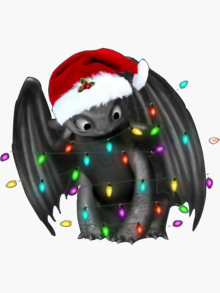 "Toothless Dragon Santa Christmas Lights Shirts" Sticker for Sale by ...