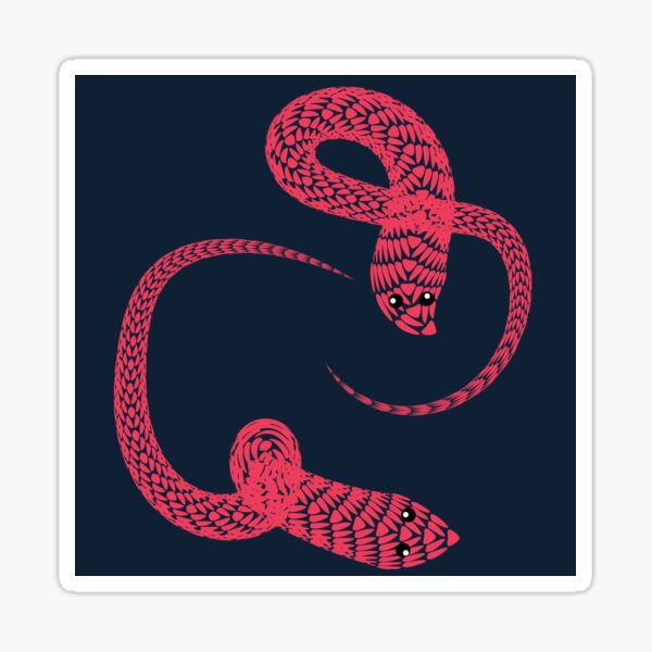"pink snakes on a blue background" Sticker by spacelast01 | Redbubble