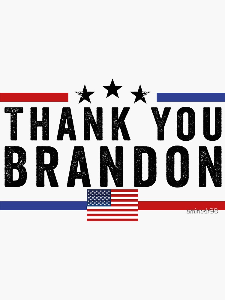 "Thank You Brandon With USA Flag" Sticker for Sale by aminedr98 | Redbubble