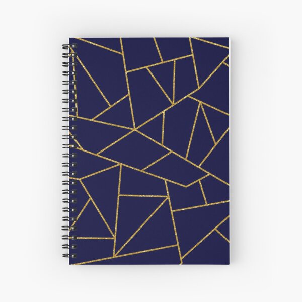 "Gold Glitter Line Pattern On Navy Blue" Spiral Notebook for Sale by ...