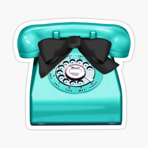 "Vintage Phone Kitsch - Aqua Shabby Chic Retro Rotary Telephone Sticker ...