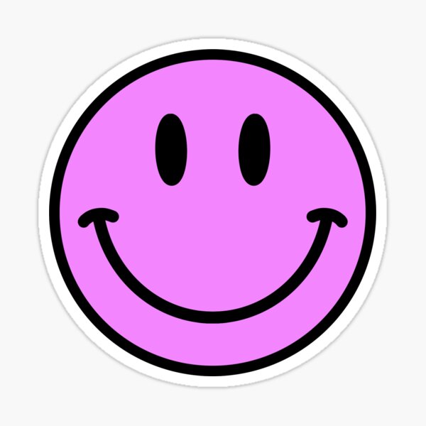 "Pink smiley face" Sticker by basedout | Redbubble
