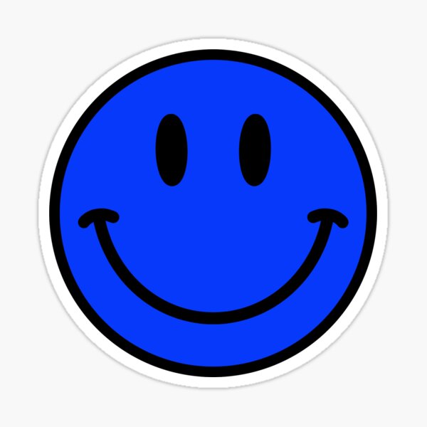 "Blue smiley face" Sticker by basedout | Redbubble