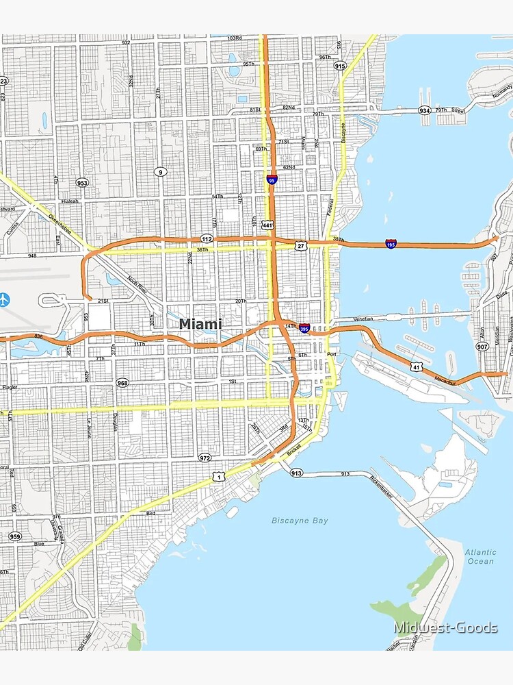 "Miami Florida beach Heat Dolphins Lauderdale map art" Poster for Sale ...