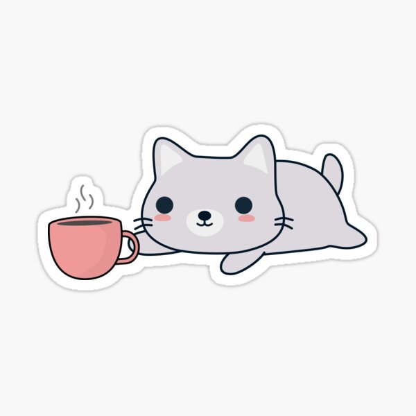 "Cute Coffee Cat" Sticker by happinessinatee | Redbubble