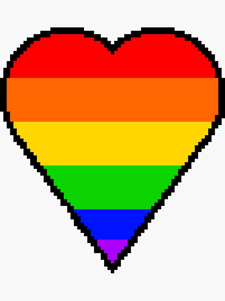 "Gay Pride LGBTQ+ Flag Heart Pixel Art Design" Sticker by PixelFreakz ...