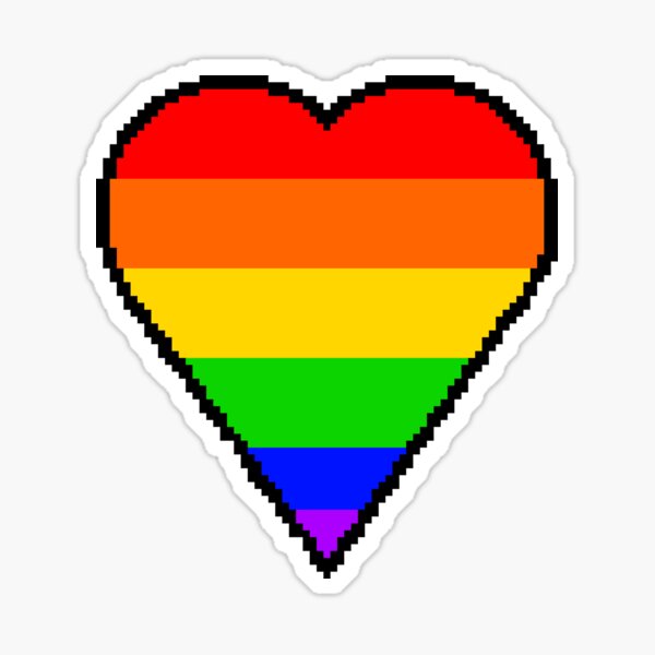 "Gay Pride LGBTQ+ Flag Heart Pixel Art Design" Sticker by PixelFreakz ...