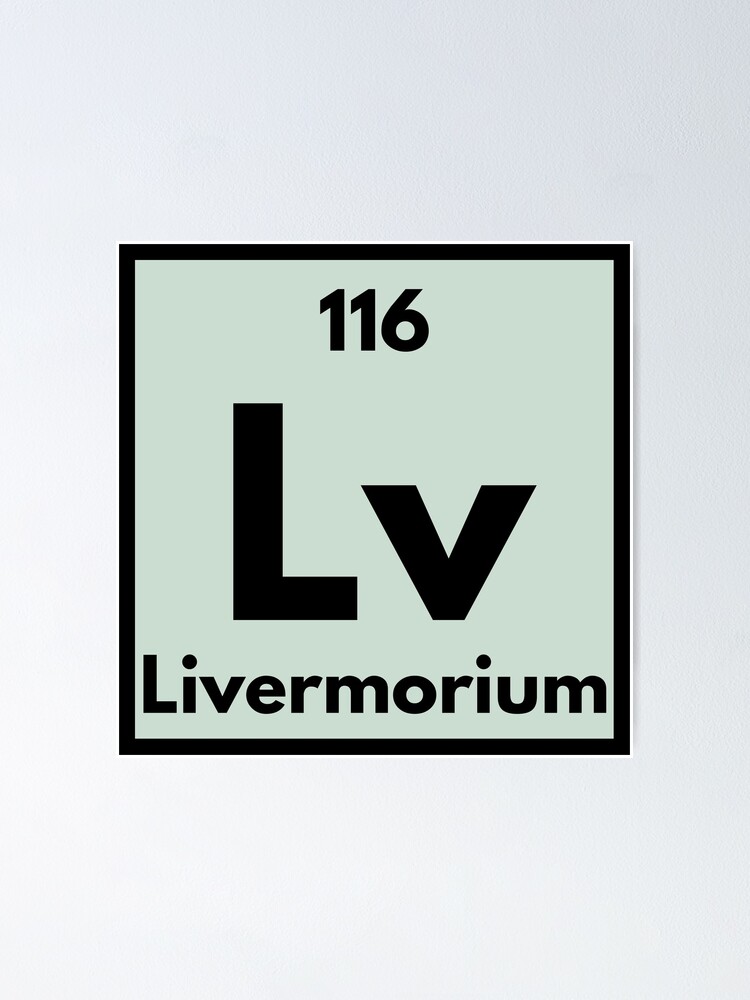 "Periodic Table element number 116 Lv Livermorium" Poster for Sale by ...