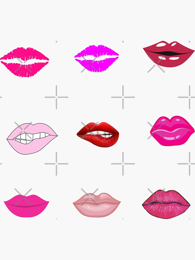 "Pink Pout Lips/Nine, Cute Pink, Pouty Lip Stickers/Hot Pink Aesthetic ...