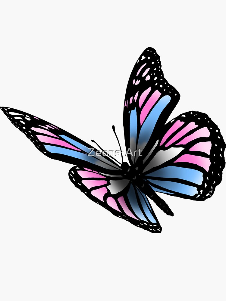 "Subtle Trans Pride Butterfly" Sticker for Sale by Zeons-Art | Redbubble