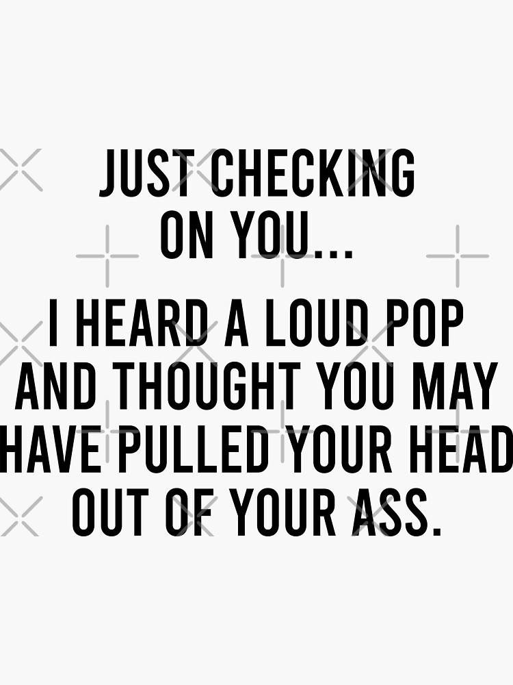 "just checking on you...I heard a loud pop and thought you may have ...