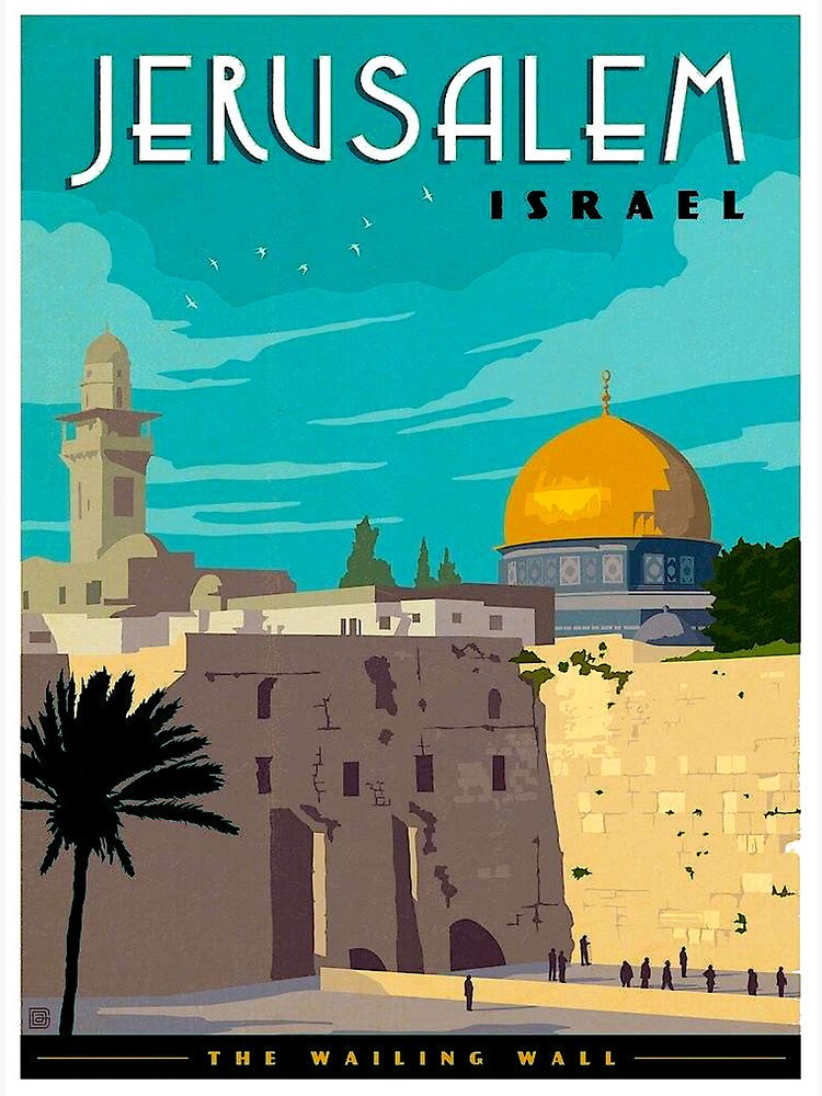 "JERUSALEM ISRAEL : Vintage Travel Advertising Print" Sticker for Sale ...
