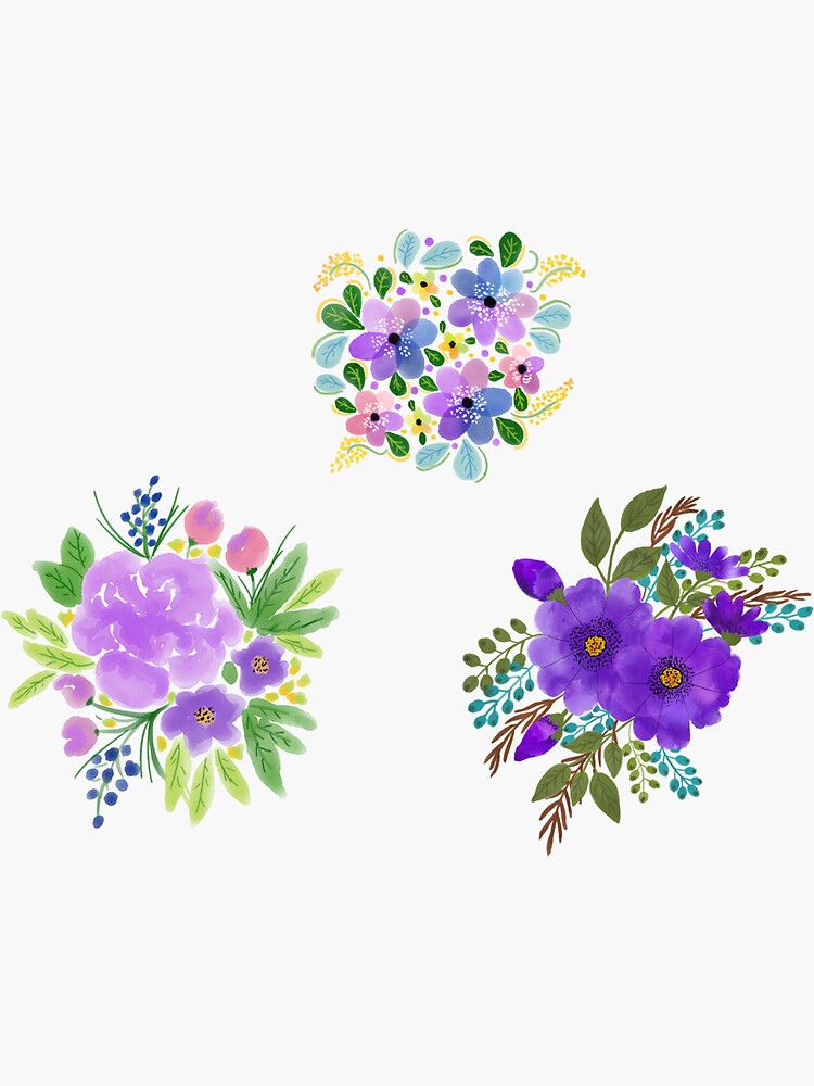 "Purple Flowers Sticker Pack" Sticker by luckylamb222 | Redbubble