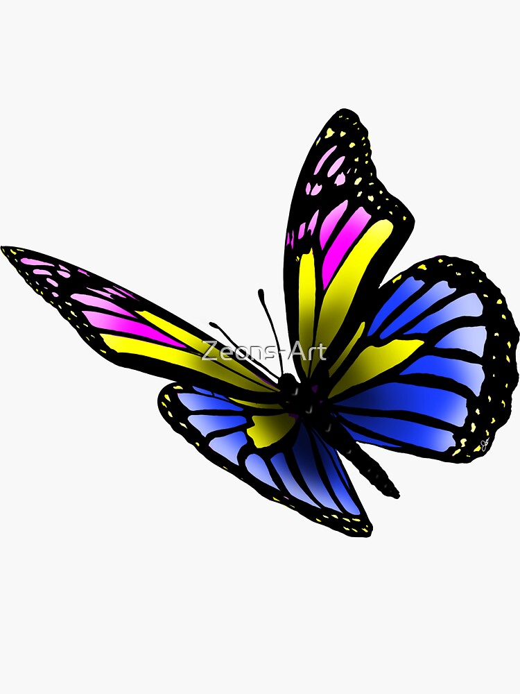 "Subtle Pan Pride Butterfly" Sticker for Sale by Zeons-Art | Redbubble