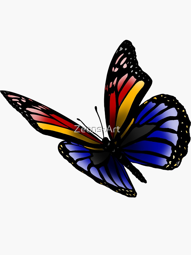 "Subtle Polyamorous Pride Butterfly" Sticker for Sale by Zeons-Art | Redbubble