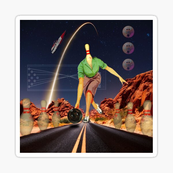 "At the Bowling Alley" Sticker for Sale by arrownorth | Redbubble
