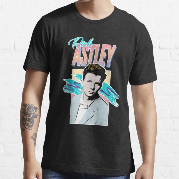 "Rick Astley 80s Aesthetic Tribute" Essential T-Shirt for Sale by ...