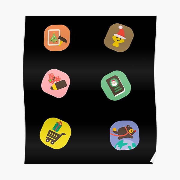 "Cute ACNH Christmas Nook Phone Icons" Poster by NevilleNoFriend ...