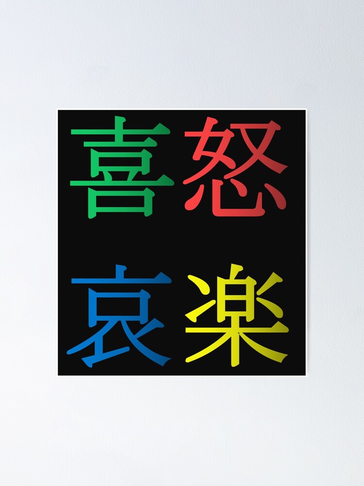 "Kanji Character, Chinese Character, Joy, Anger, Sadness, Fun" Poster ...