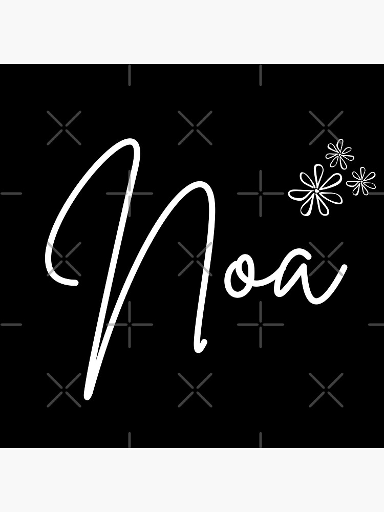 ""Noa" Name in Black and White Color with Flowers" Sticker by ...