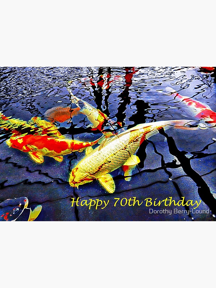 "Koi Carp Huddle with Happy 70th Birthday Greeting Card" Greeting Card ...