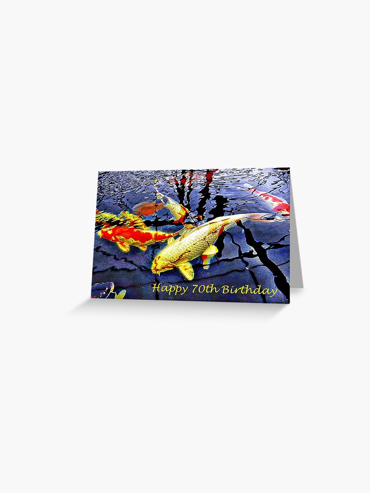 "Koi Carp Huddle with Happy 70th Birthday Greeting Card" Greeting Card ...