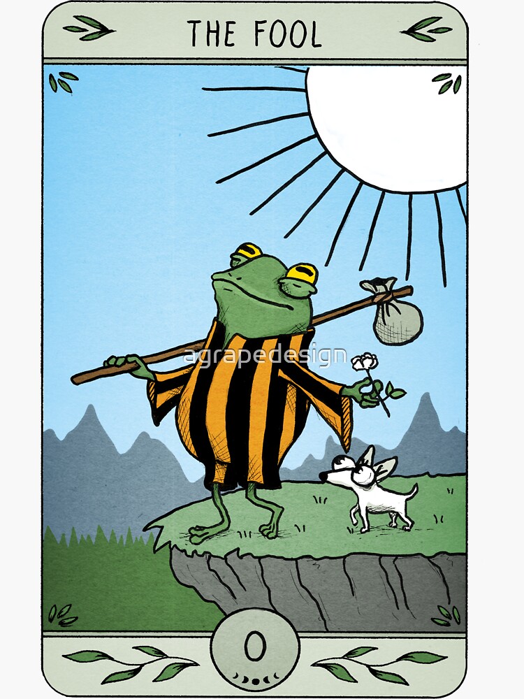 "Frog Tarot - The Fool" Sticker for Sale by agrapedesign | Redbubble