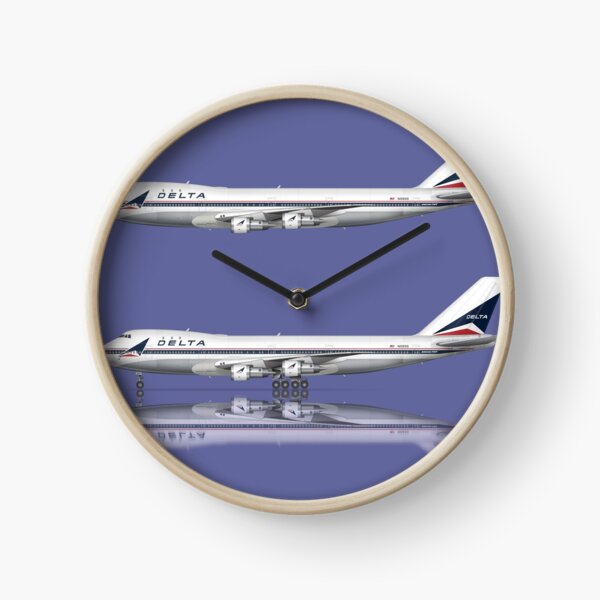 "Delta 747-100" Clock for Sale by Number3art | Redbubble