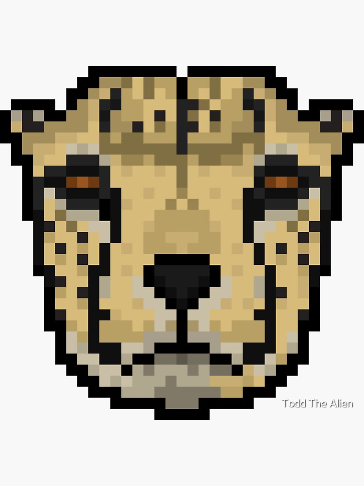 "Charlie the Cheetah Pixel Art" Sticker by tierebishuman | Redbubble