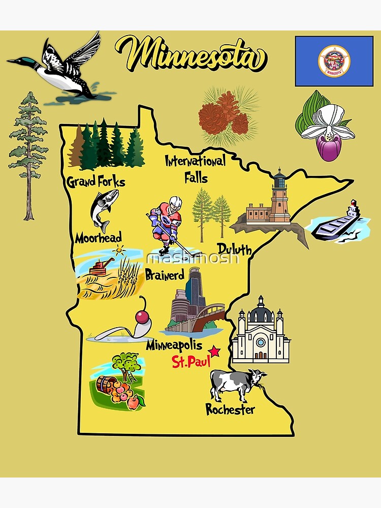 Minnesota Travel Map Minneapolis, Minnesota, United States White And