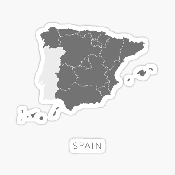 "Grey Map of Spain" Sticker by By-Danni-Marie | Redbubble