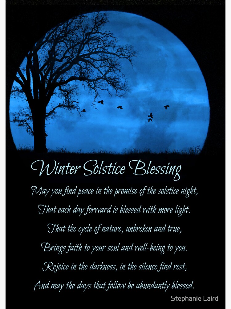 "Winter Solstice Blessing Poem with Oak Tree Moon and Birds Spiritual ...