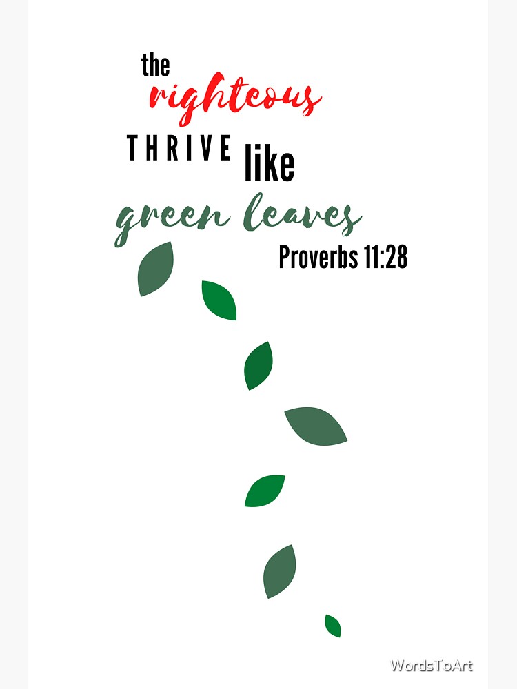"Proverbs 11:28 | The Righteous Thrive Like Green Leaves" Sticker for ...