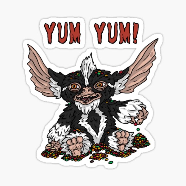 "Gremlins 2 Mohawk Mogwai Yum Yum!" Sticker for Sale by LoganMDesigns ...