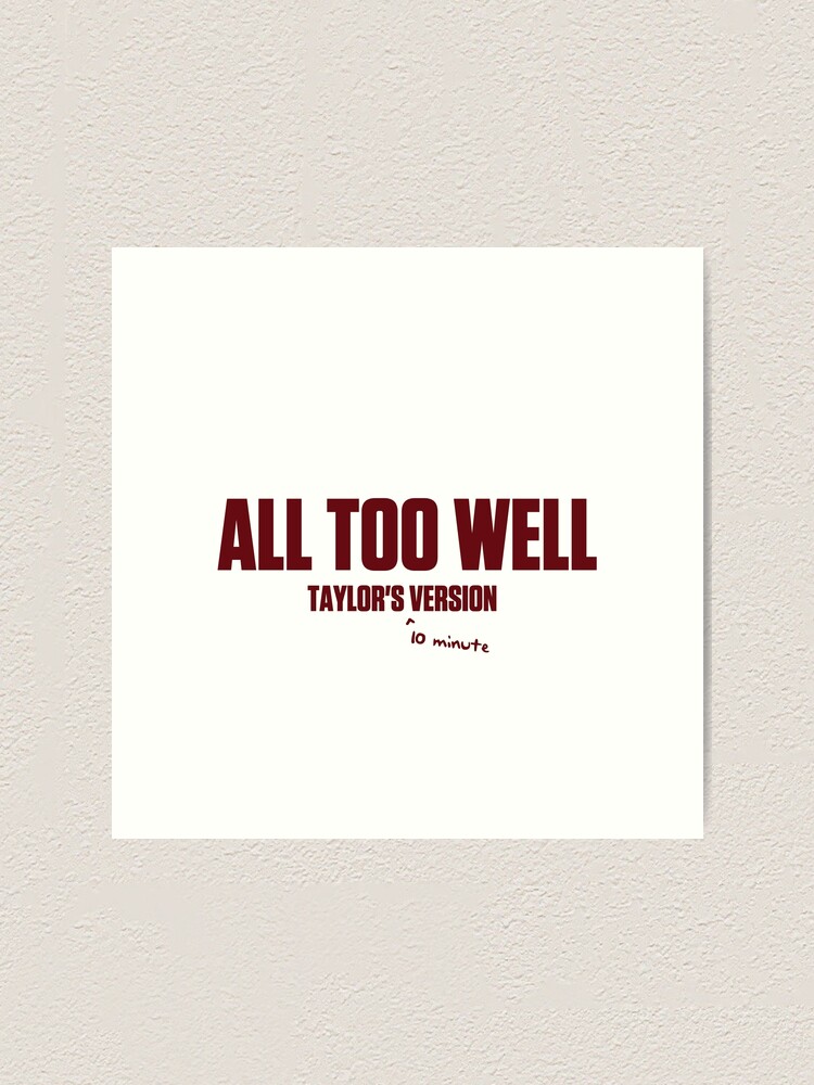 "all too well red Taylors version Taylor swift" Art Print for Sale by ...