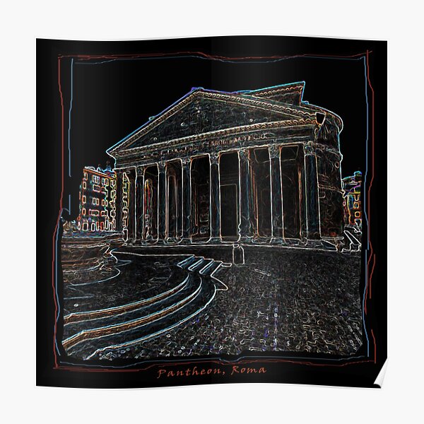 "Pantheon in Roma in night light effect." Poster for Sale by romansart ...