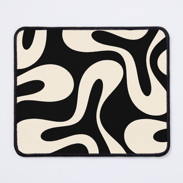 "Soft Curves Retro Modern Abstract Pattern in Black and Almond Cream ...