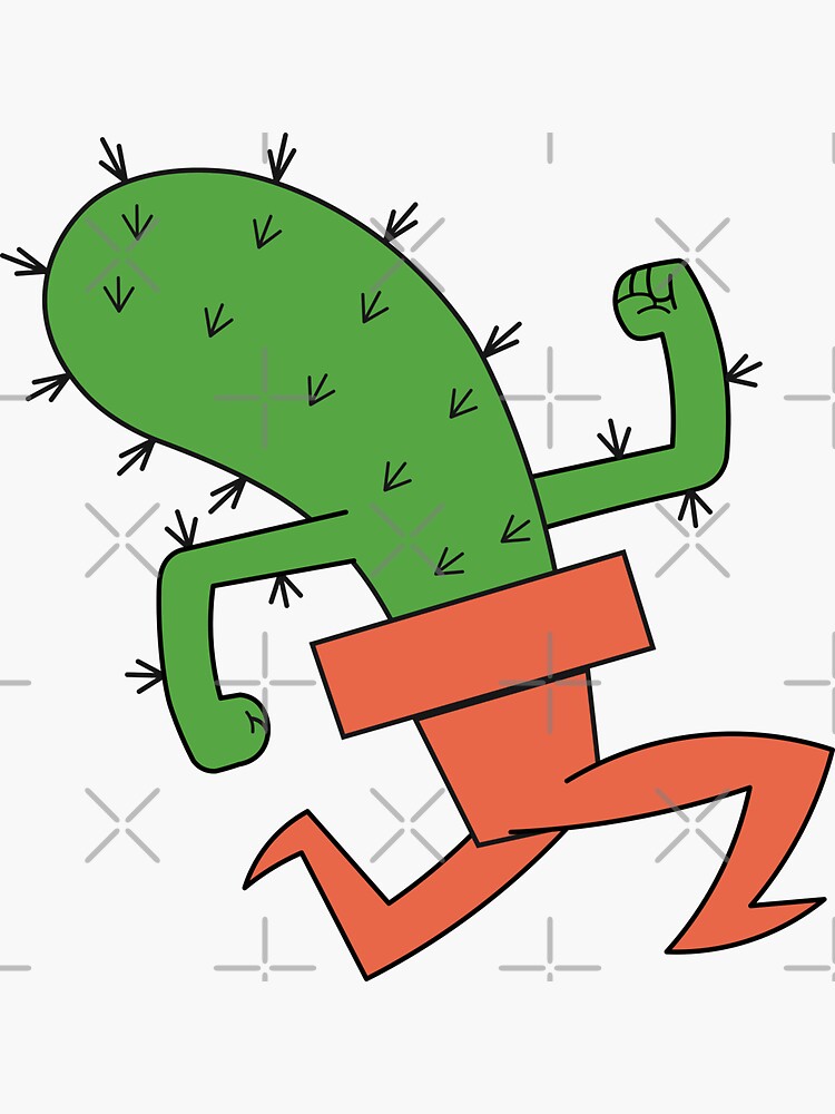 "Running Cactus" Sticker by SuperAbsurdist | Redbubble