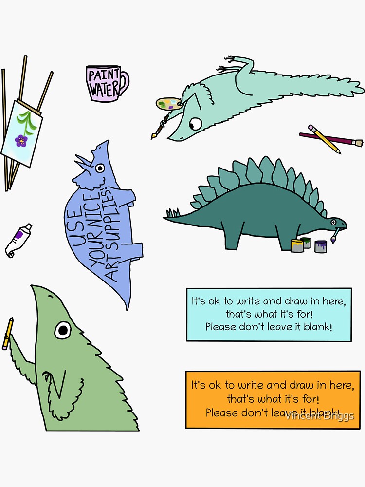 "Artist dinosaur sticker set" Sticker for Sale by Vincent Briggs ...