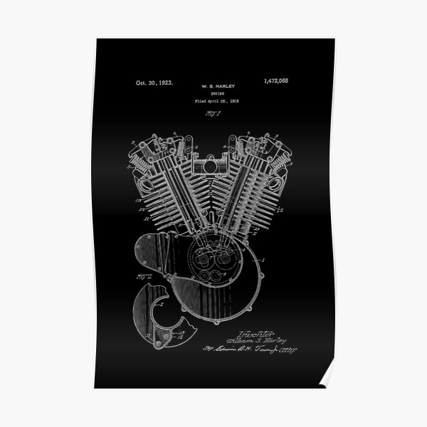 "Harley Engine Patent Design Artwork" Poster by tartutic | Redbubble