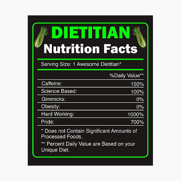 "Funny Dietitian Nutrition Facts Art For Dieticians" Photographic Print ...