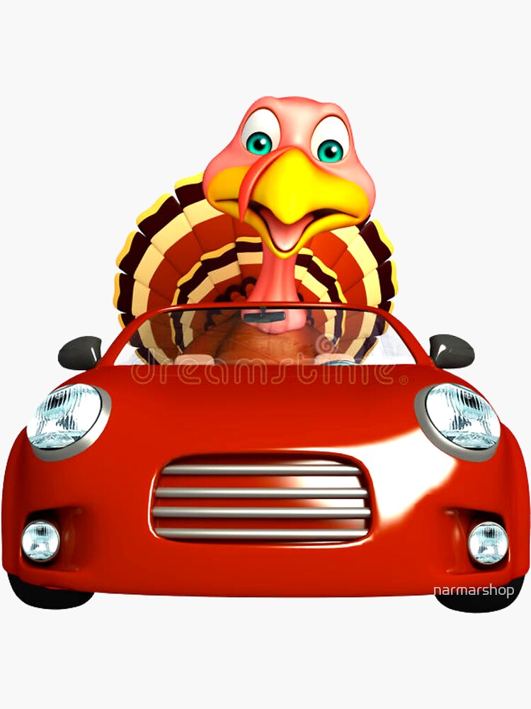 "turkey driving a car" Sticker for Sale by narmarshop | Redbubble