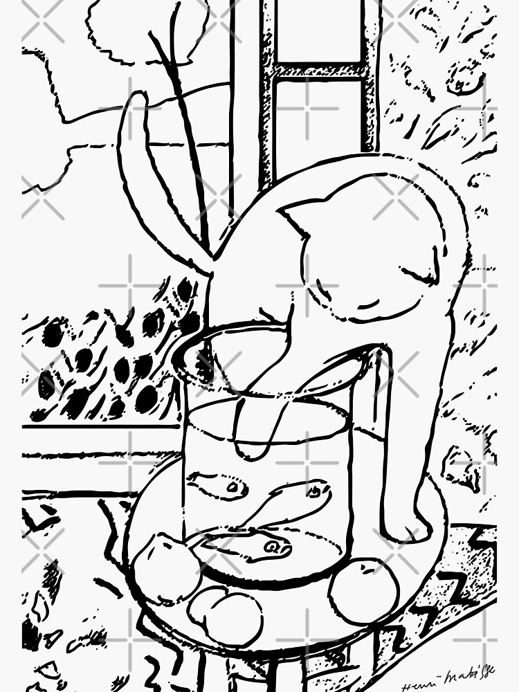 "Henri Matisse, Le Chat Aux Poissons Rouges Love You" Sticker for Sale ...