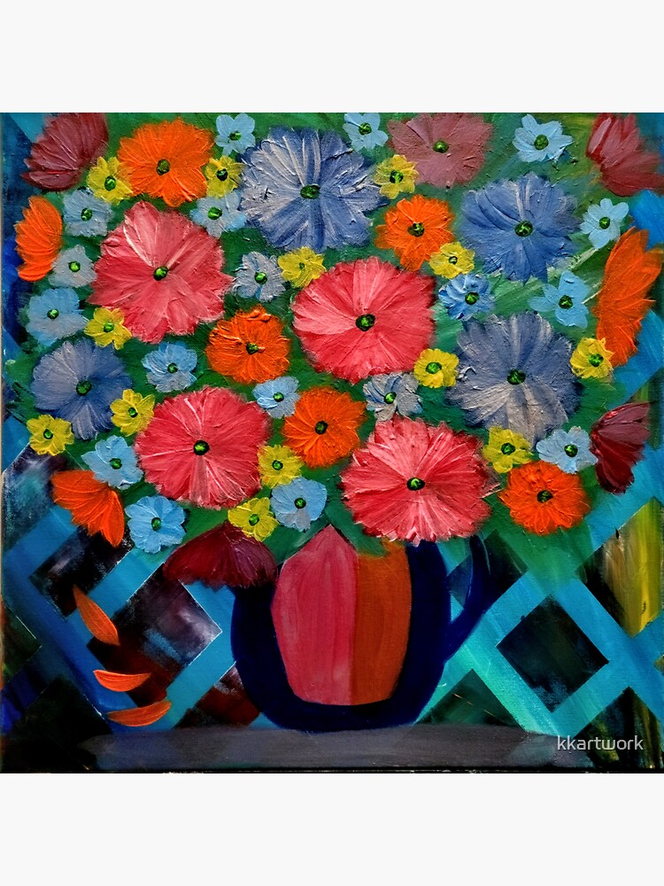 "Colorblock layered background and mixed flowers in Bright colors in a ...