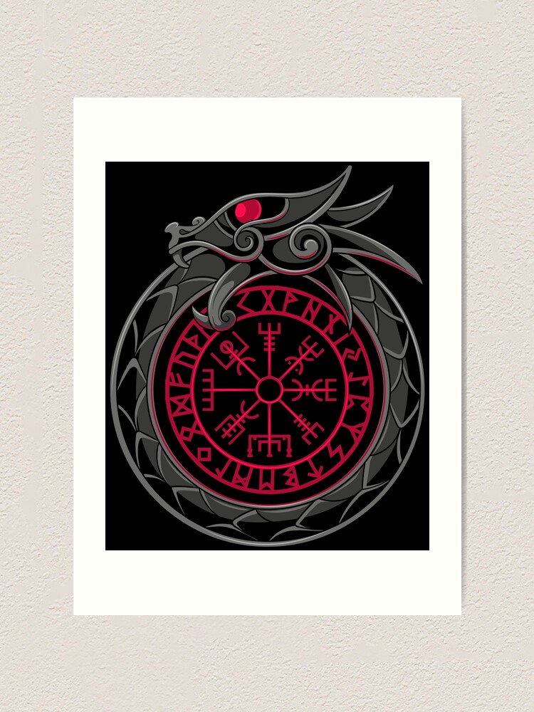 "Viking Jormungandr Symbol - Vegvisir" Art Print for Sale by anziehend ...