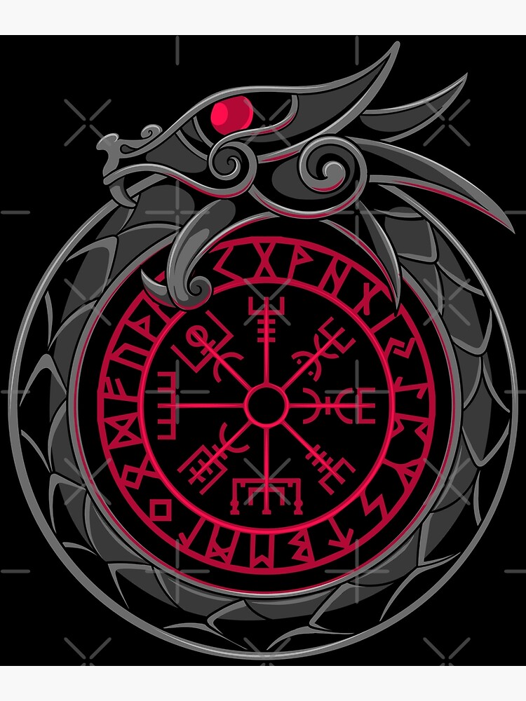 "Viking Jormungandr Symbol - Vegvisir" Poster for Sale by anziehend ...